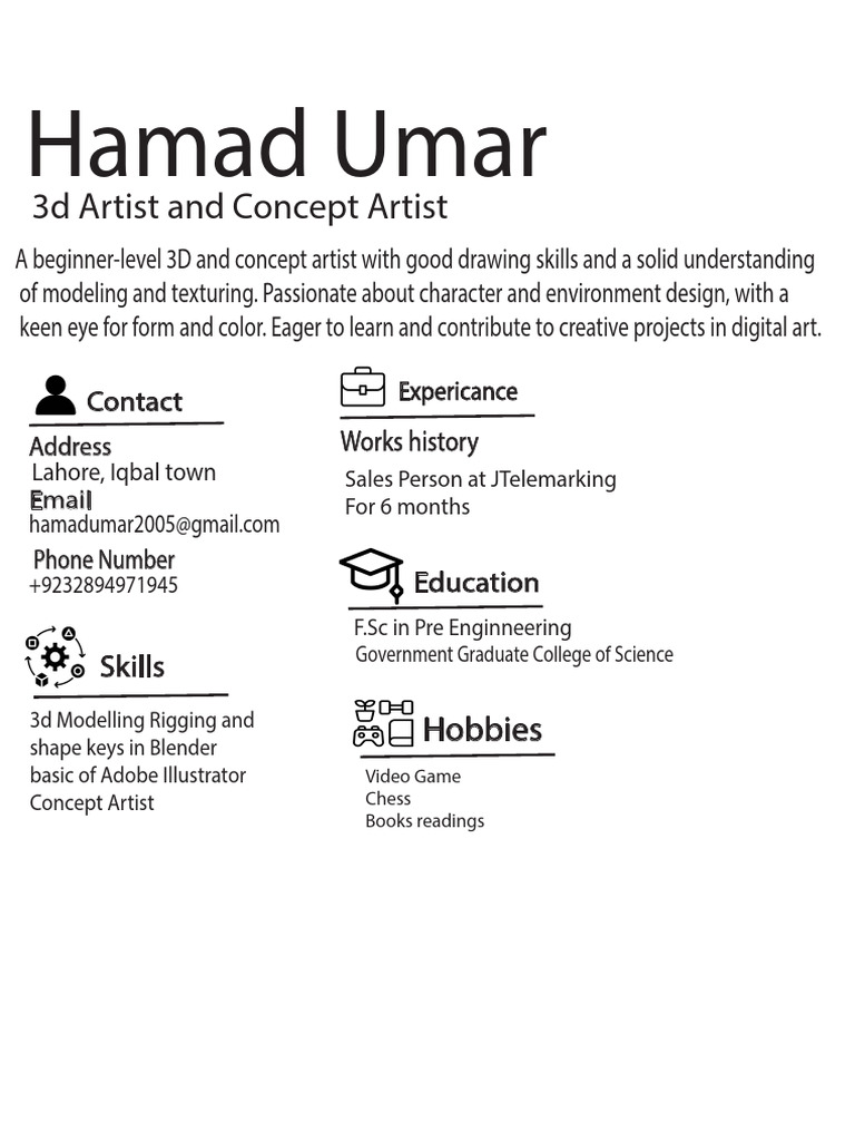 3d Artist Hamad Umar Resume | PDF