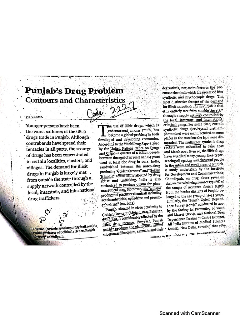 Punjab - S Drug Problem | PDF