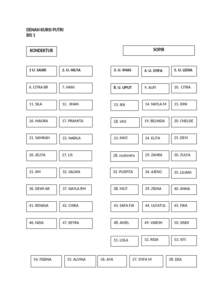 Dokumen - Tips - Denah Seat Bus Pariwisata Seat 2 3 60 Seat | PDF