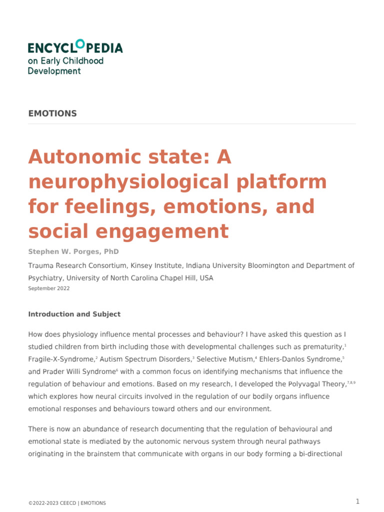 PORGES - 2022 - Autonomic State Neurophysiological Platform Feelings ...