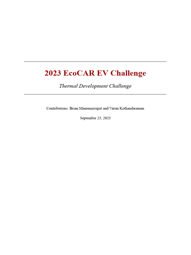 2023 EcoCAR EV Challenge | PDF | Electrical Resistivity And Conductivity | Heat Transfer