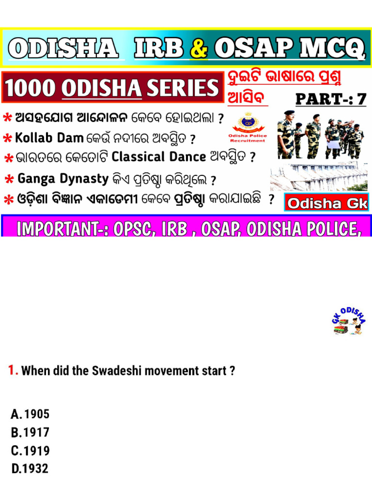 Osap & Irb Odisha GK (Part - 7) | PDF