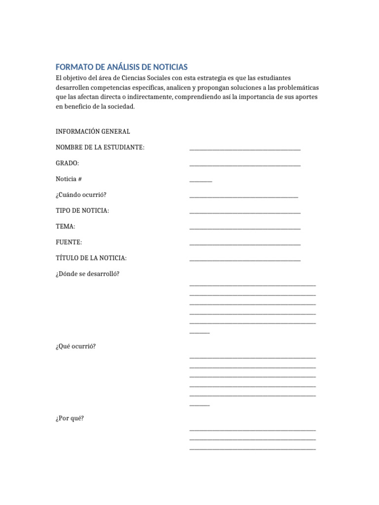 Formato Analisis Noticias Organizado Tabla | PDF | Negocios