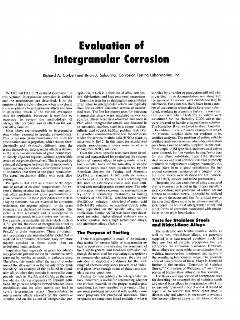 ASM Evaluation of Intergranular Corrosion | PDF