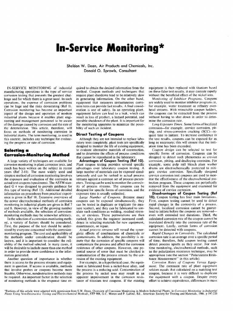 ASM In-Service Corrosion Monitoring | PDF