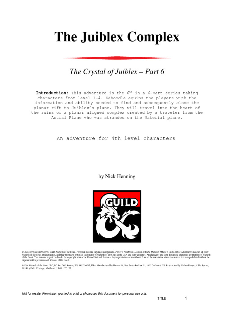 Juiblex Complex - Crystal of Juiblex PT 6 | PDF | Wizards Of The Coast ...