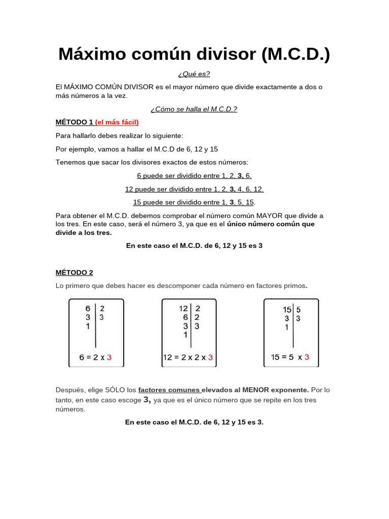 Máximo Común Divisor | PDF