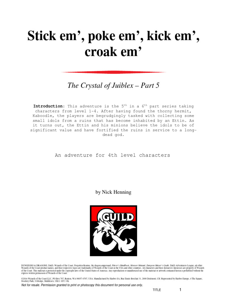 Crystal of Juiblex 5 - Stick em Poke em Kick em Croak em | PDF ...