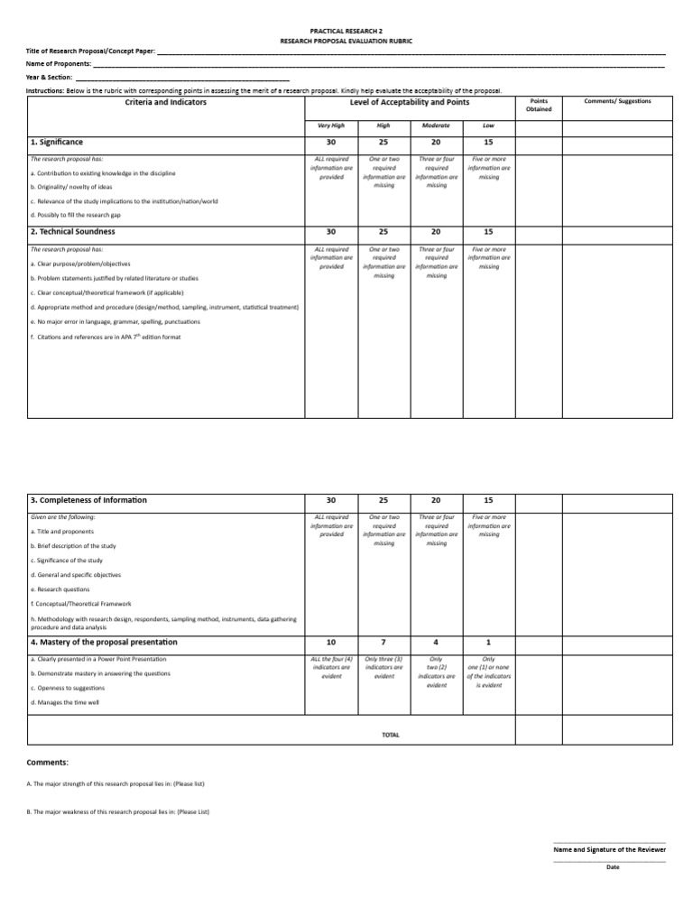 Research Proposal Evaluation Rubric PR2 | PDF | Information | Evaluation