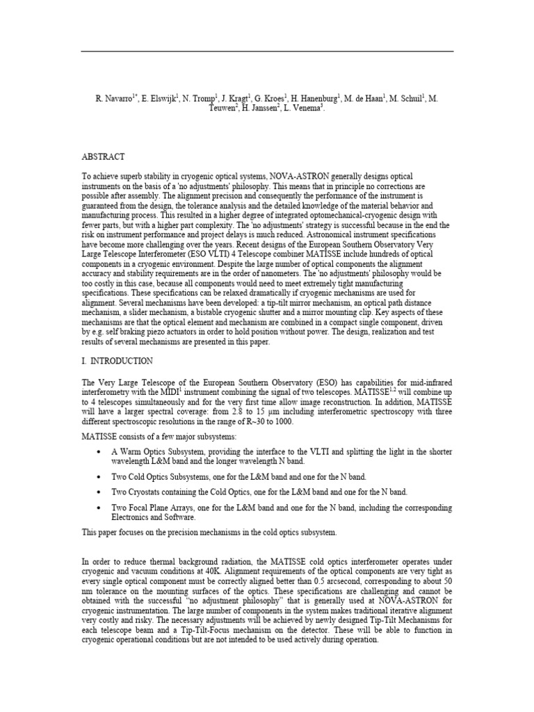 小论文 - Precision Mechanisms for Optics in a Vacuum Cryogenic Environment ...