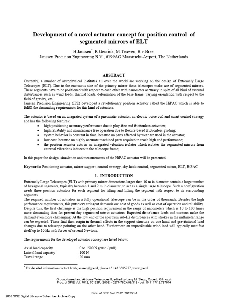 小论文 - Development of a novel actuator concept for position control of ... 小论文 - Development of a novel actuator concept for position control of ...