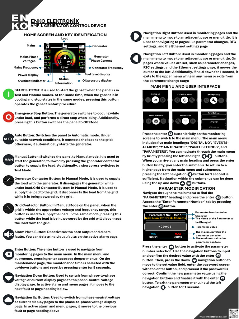 AMF-L Quick Installation Guide-ENG | PDF | Electric Generator | Menu (Computing)