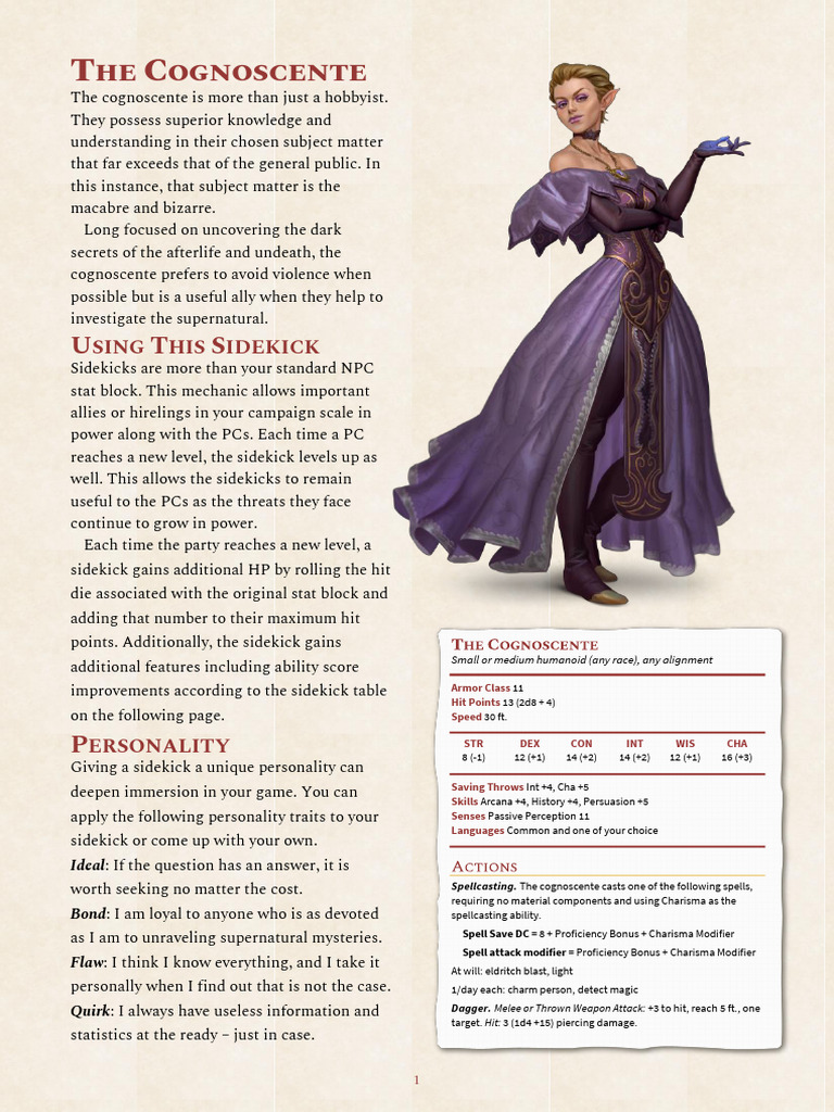 Cognoscente - 5E Sidekick | PDF | Dungeons & Dragons | D20 System