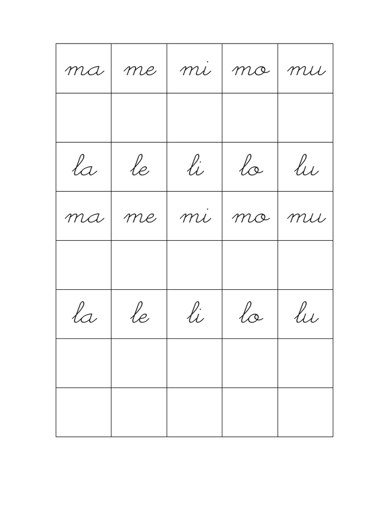 Tarjetas de Sílabas | PDF