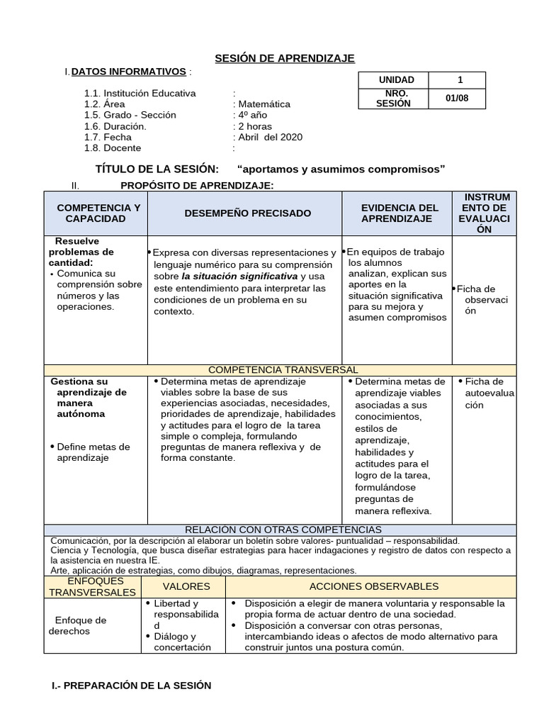 U1-Sesión 1 | PDF | Aprendizaje | Maestros