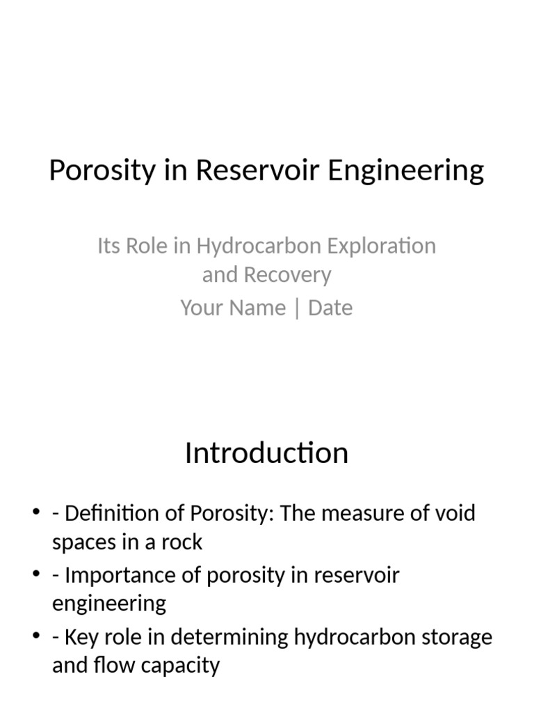 Porosity in Reservoir Engineering | PDF | Science & Mathematics