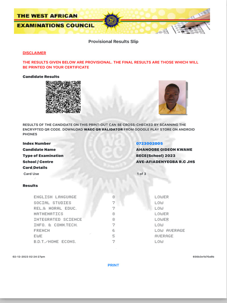 WAEC Candidate EResults | PDF
