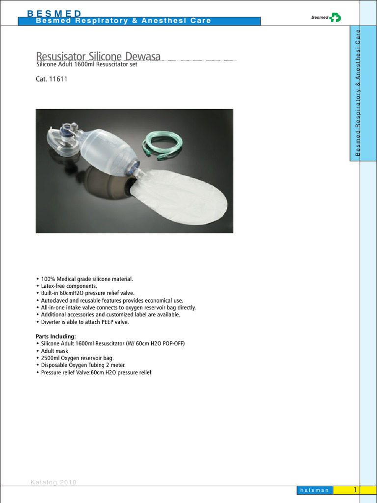 Resusisator Silicone Dewasa: Besmed Respiratory & Anesthesi Care | PDF