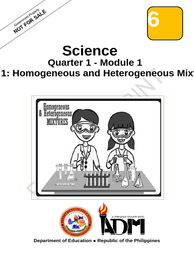 Sci6 Q1 Mod1 Homogeneous&HeterogeneousMixtures v5 | PDF | Mixture | Matter
