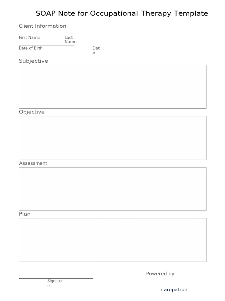 Soap Notes For Occupational Therapy Template | PDF