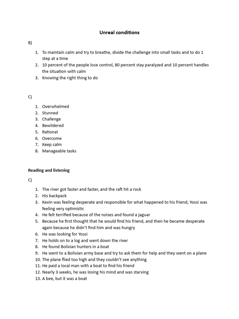 Unreal Conditions | PDF | Travel | Language Arts & Discipline