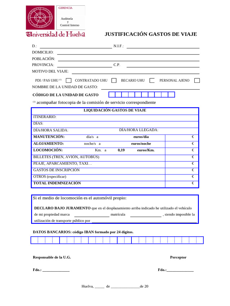 Justif Gastos Viaje 20 | PDF