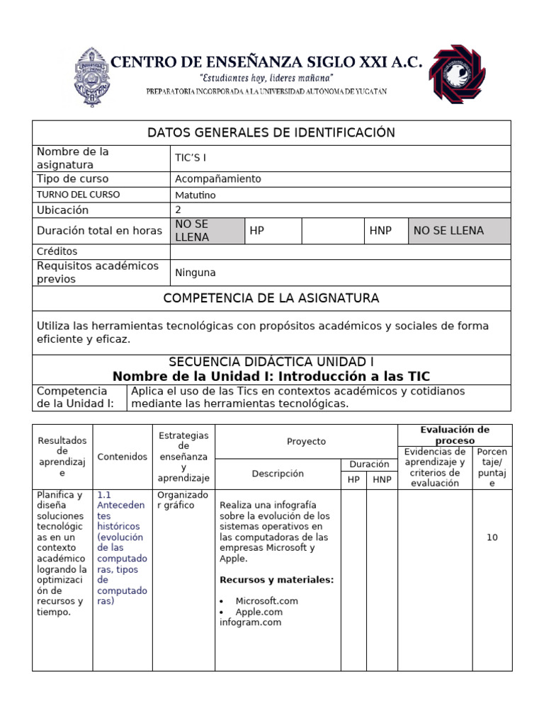 Tics I de Secuencia para Aco-Recu | PDF | Evaluación | Microsoft
