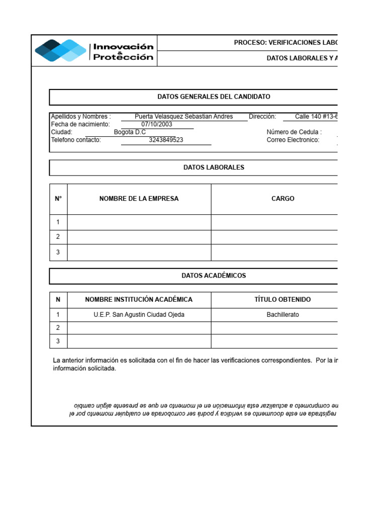DATOS LABORALES Y ACADÉMICOS - XLSX - Hoja1 | PDF