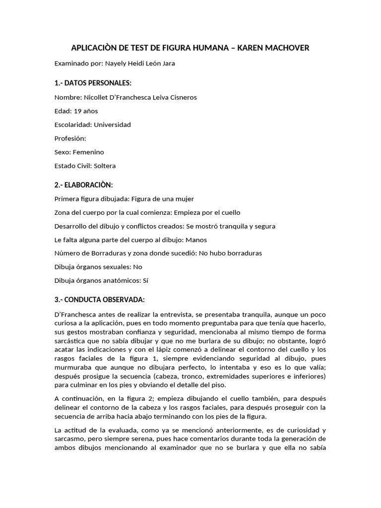 Aplicaciòn Test de Machover | PDF
