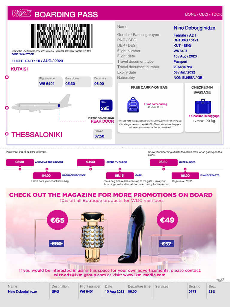 BoardingCard 299260373 KUT SKG | PDF | Aviation | Transport