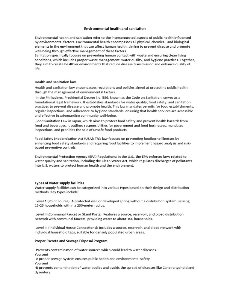Environmenal Group Report | PDF | Food Safety | Sanitation
