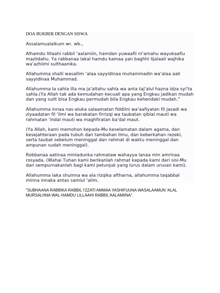 Doa Bukber Dengan Siswa | PDF