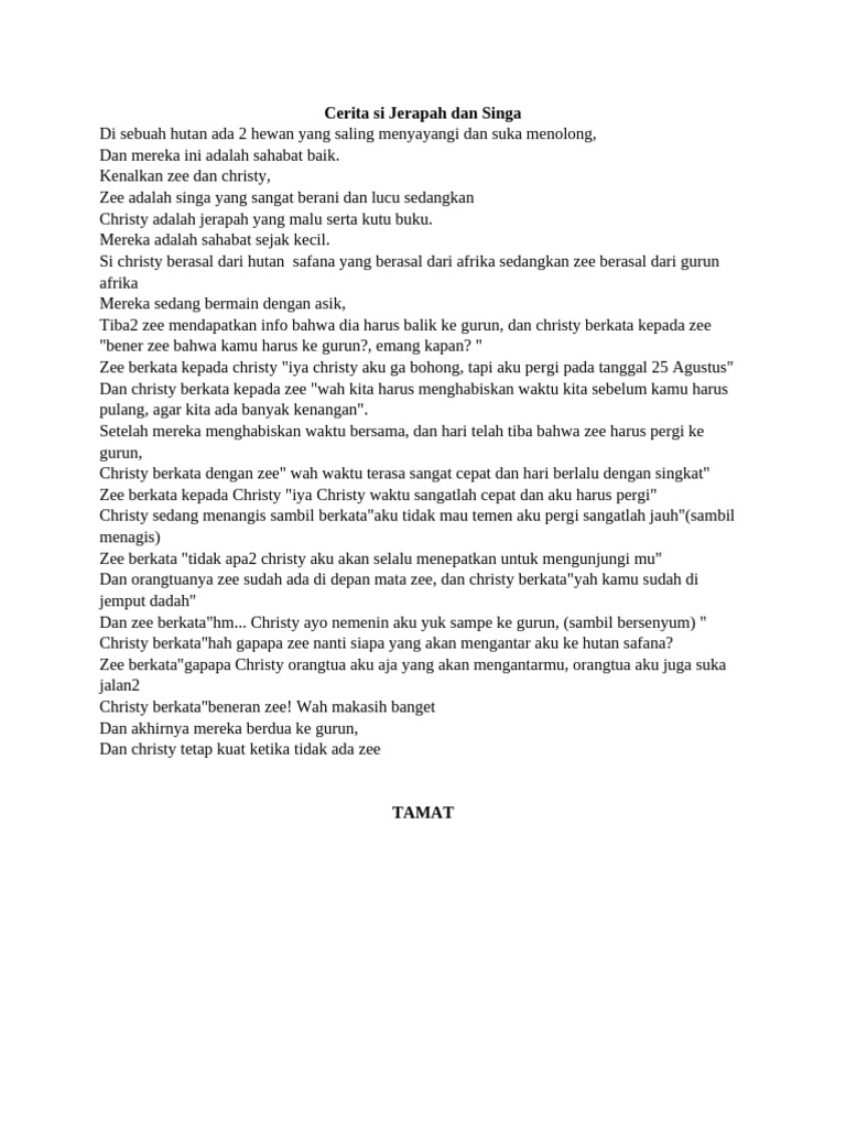 Persahabatan Jerapah dan Singa | PDF