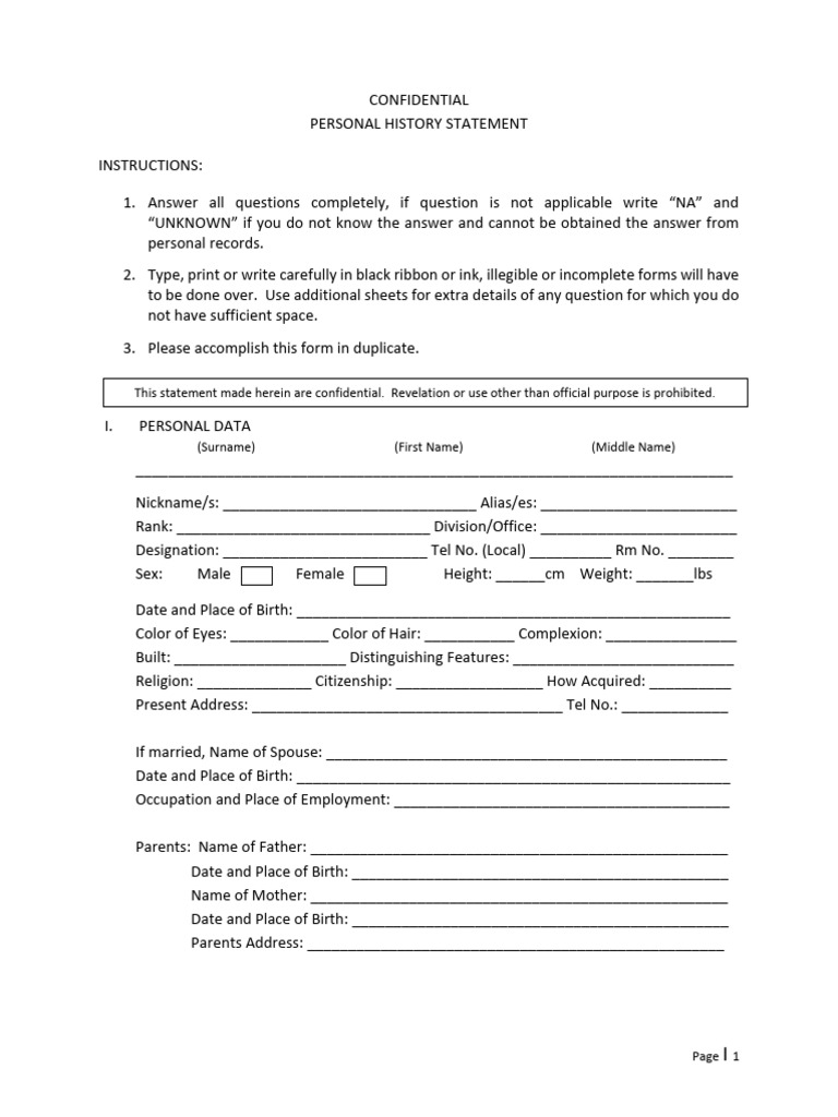 PHS Form (DFA) | PDF