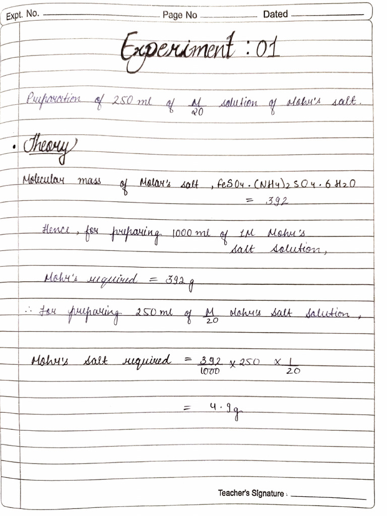 Chemistry Practical Work Term 1 | PDF