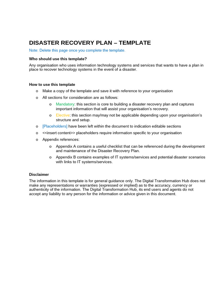 Disaster Recovery Plan Template Guide | PDF | Disaster Recovery | Backup