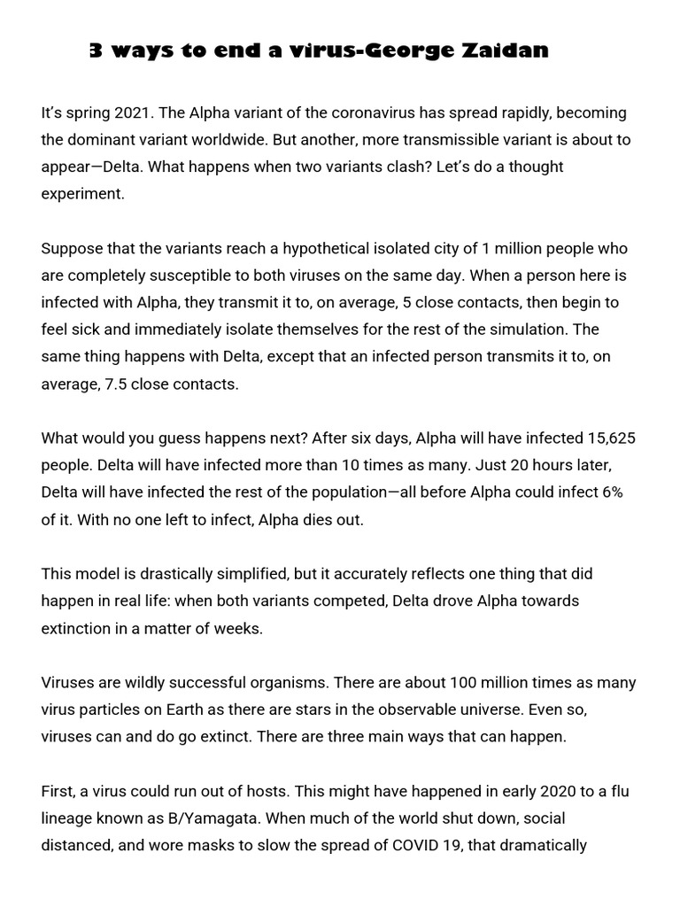 3 Ways To End A Virus-George Zaidan | PDF | Virus | Infection