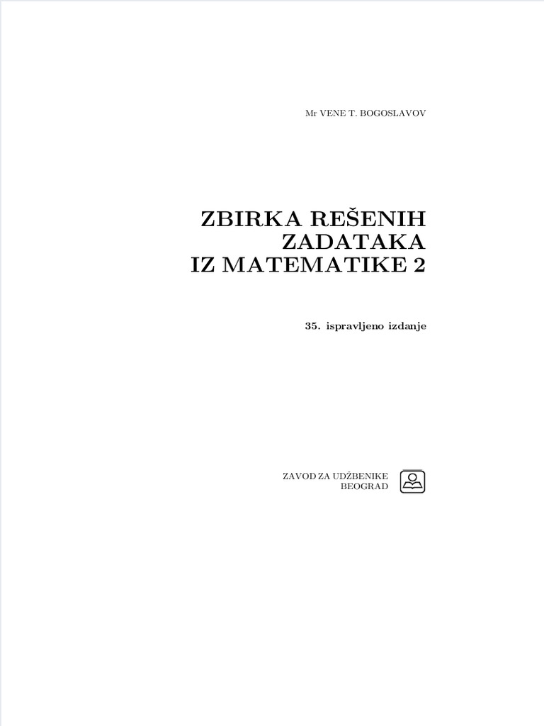 Vene Bogoslavov Zbirka Zadataka Iz Matematike 2 | PDF