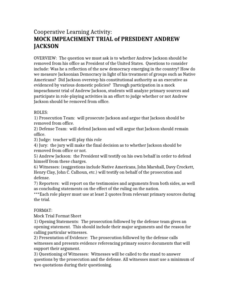 Jackson Mock Impeachment Trial | PDF | Trials | Witness