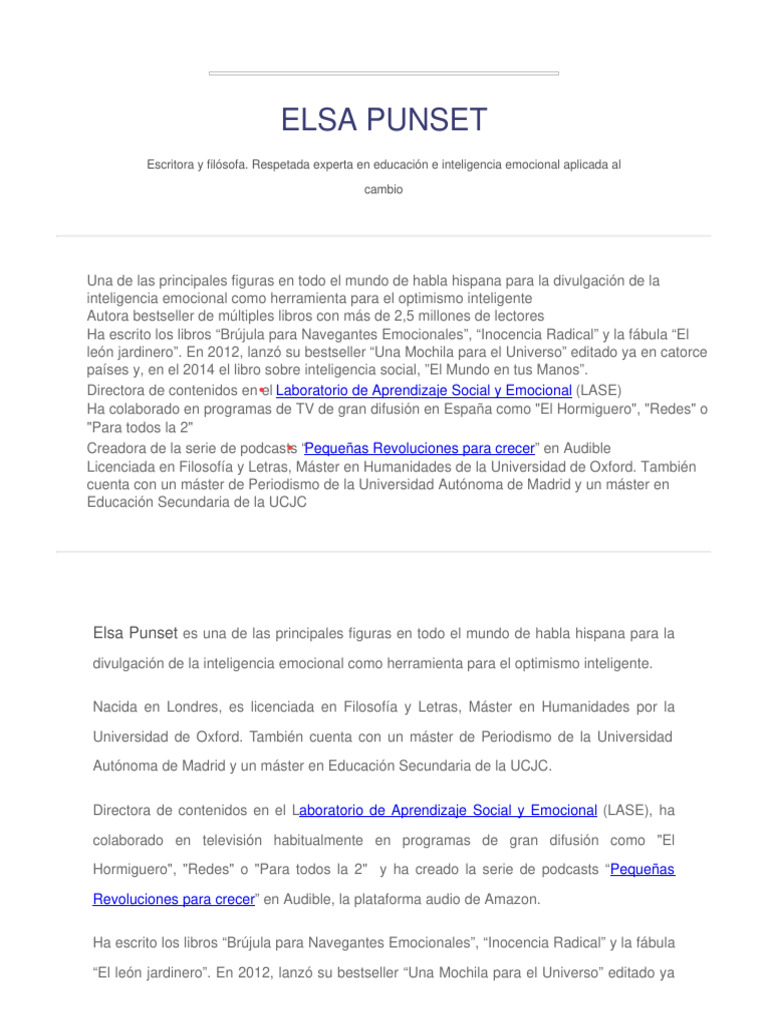 Elsa Punset | PDF | Las emociones | Inteligencia emocional