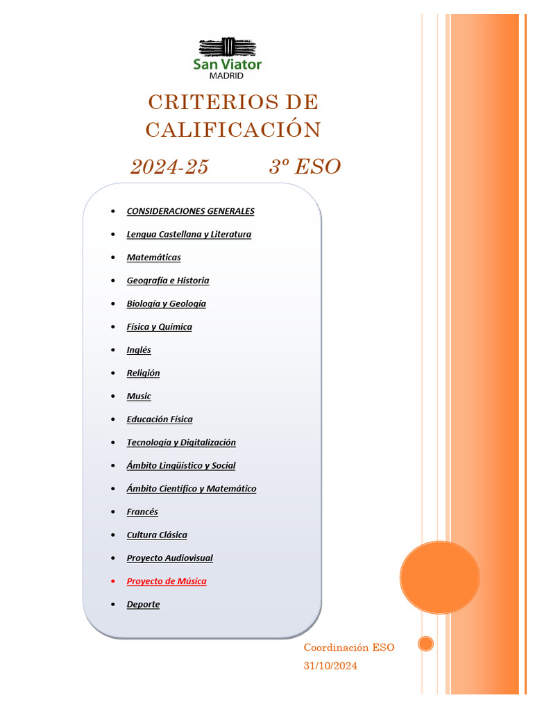 Criterios de Calificación 3º Eso. | PDF | Evaluación