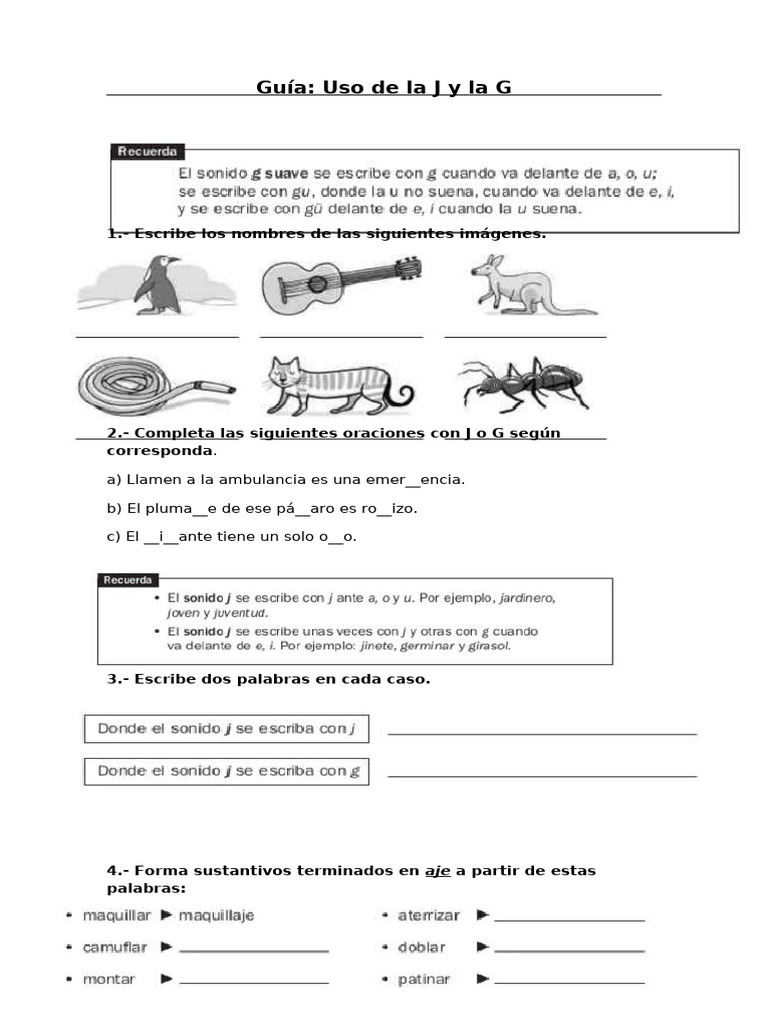 Ortografia G y J | PDF | Artes del Lenguaje y Comunicación