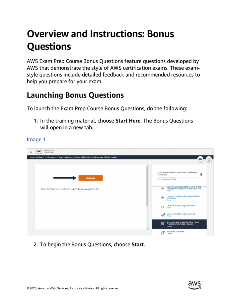 AWS Exam Preparation Bonus Questions Overview and Instructions | PDF | Computers