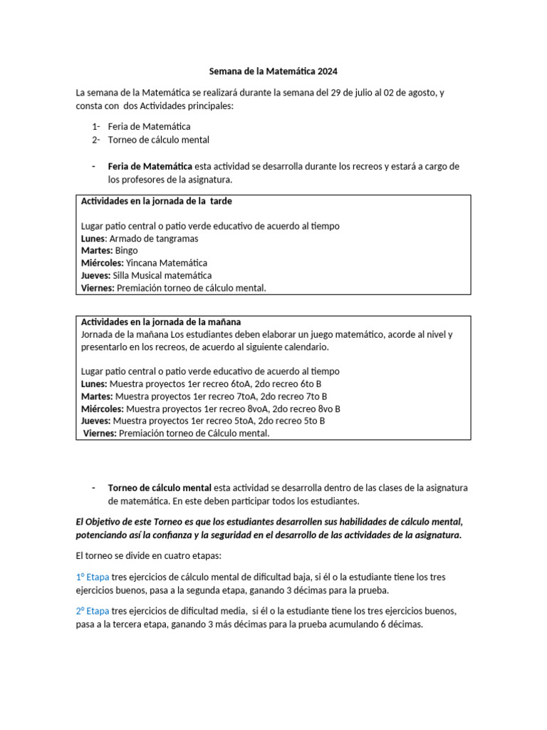Semana de La Matemática 2024 | PDF