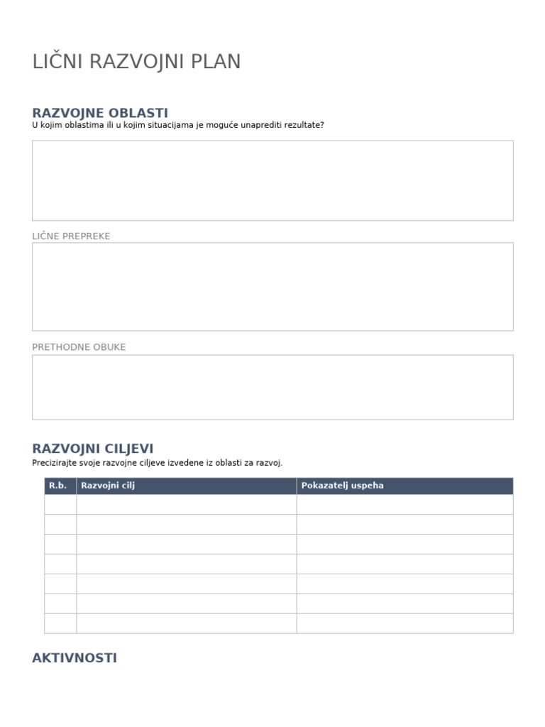 Lični Razvojni Plan | PDF