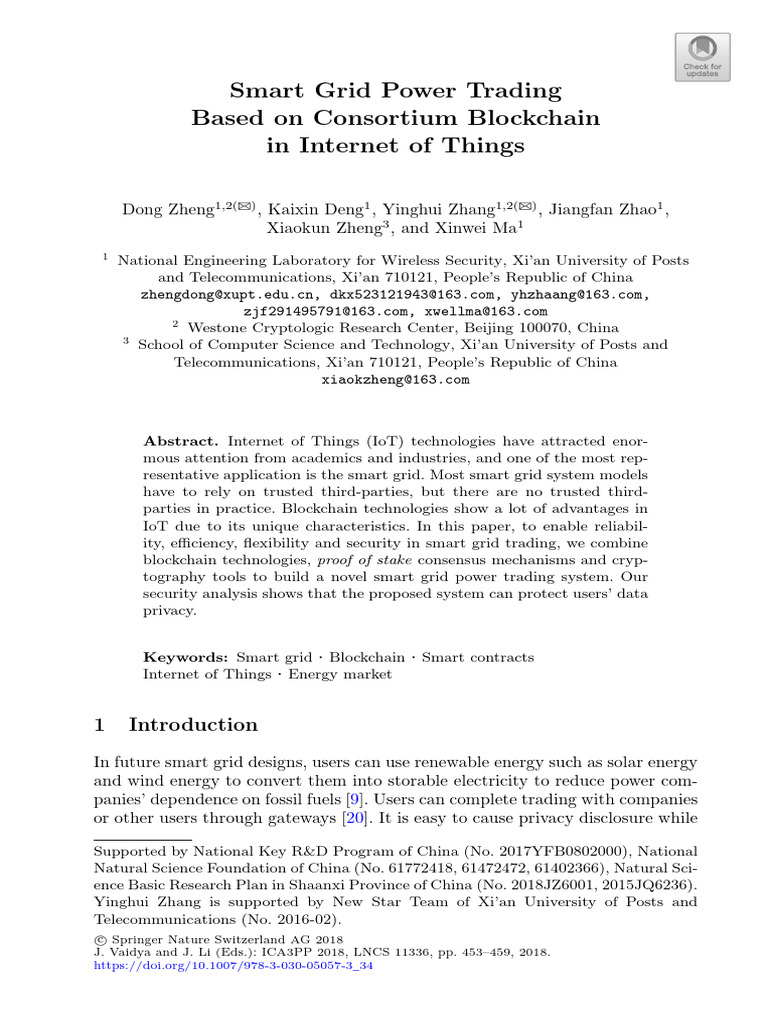 Smart Grid Power Trading Based On Consortium Blockchain in Internet of Things | PDF | Smart Grid ...