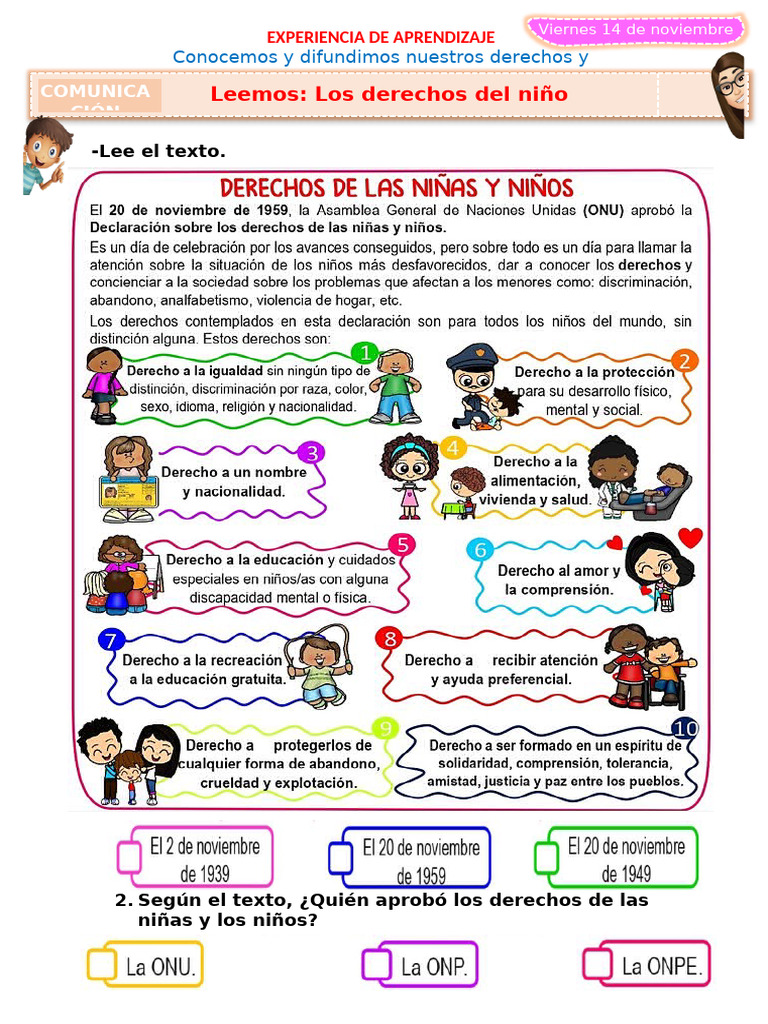 Derechos de Niños: Aprendizaje y Conciencia | PDF