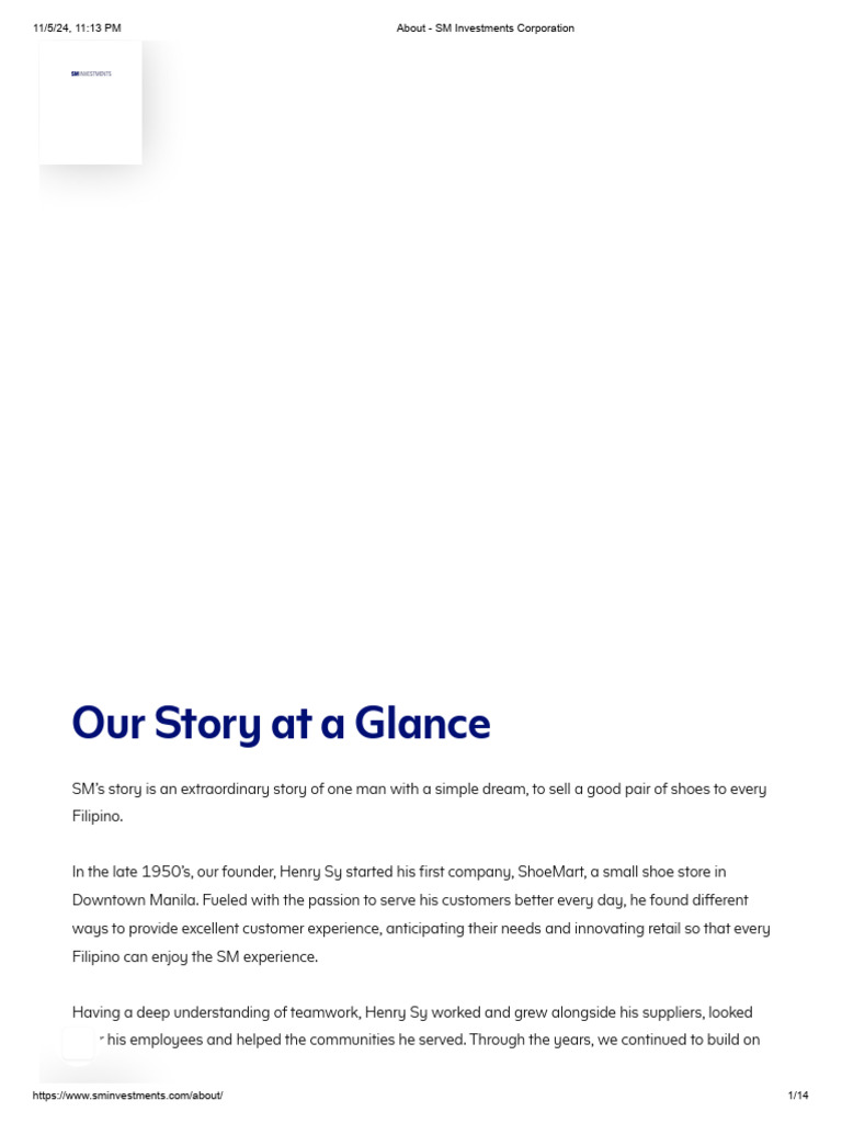 About - SM Investments Corporation | PDF | Business | Economies