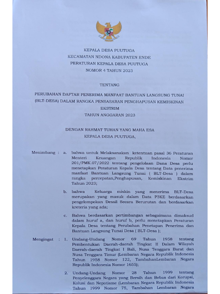 BLT 2023 Perubahan | PDF