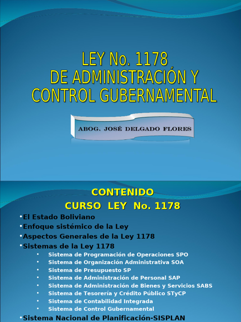 Ley 1178 | PDF | Gobierno local | Administración Pública